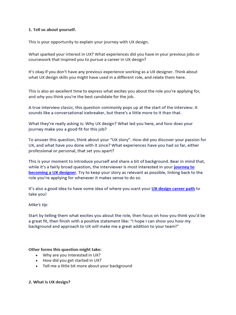 UX Interview Questions N Answers | PDF