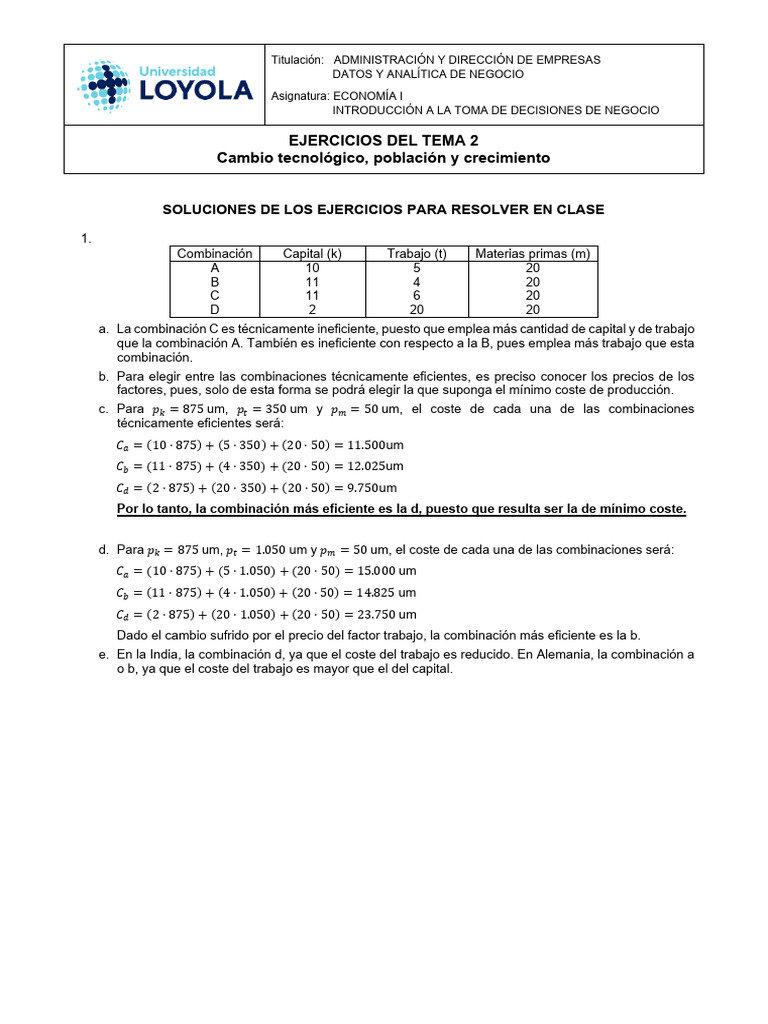 02 Ejercicios T2 ECON-ITDN (Soluciones) | PDF