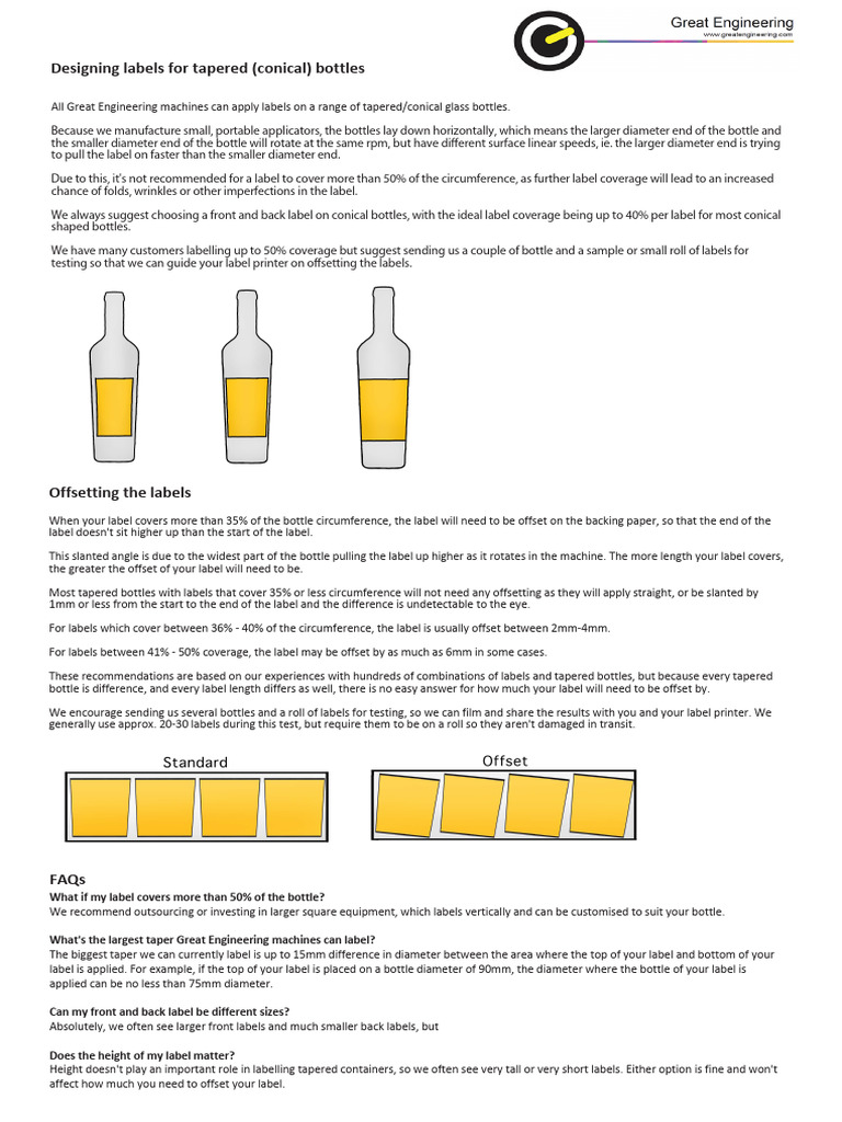 Designing Labels For Tapered Bottles | PDF