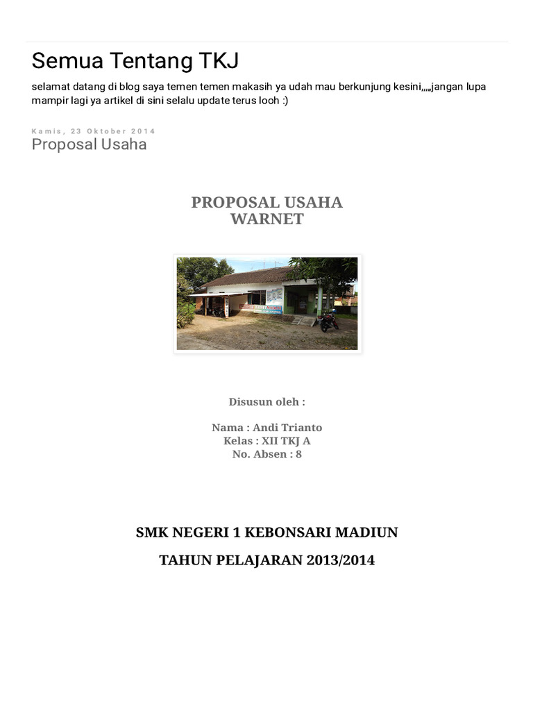 Semua Tentang TKJ - Proposal Usaha | PDF