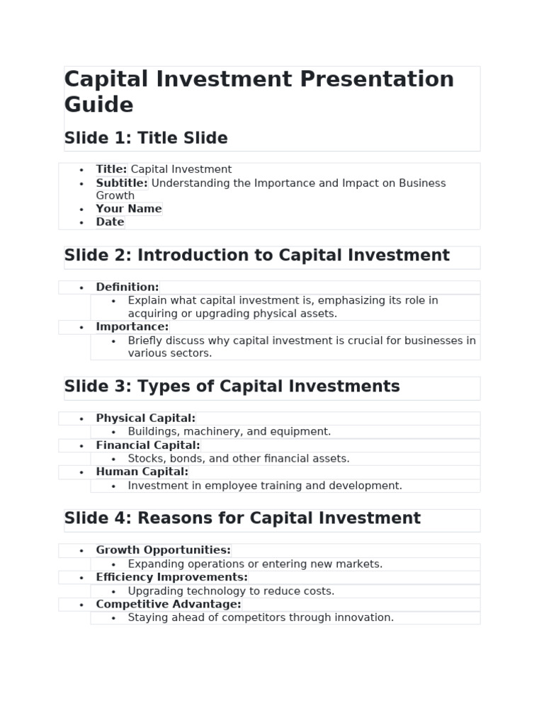 Capital Investment Presentation Guide | PDF