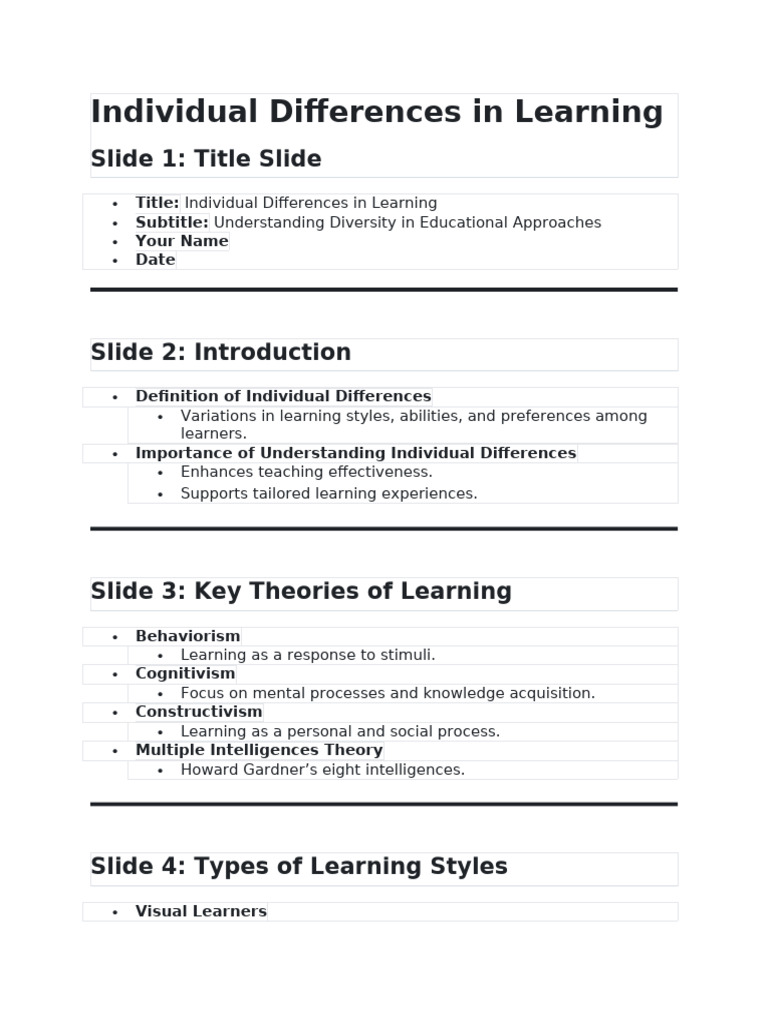 Individual Differences in Learning | PDF
