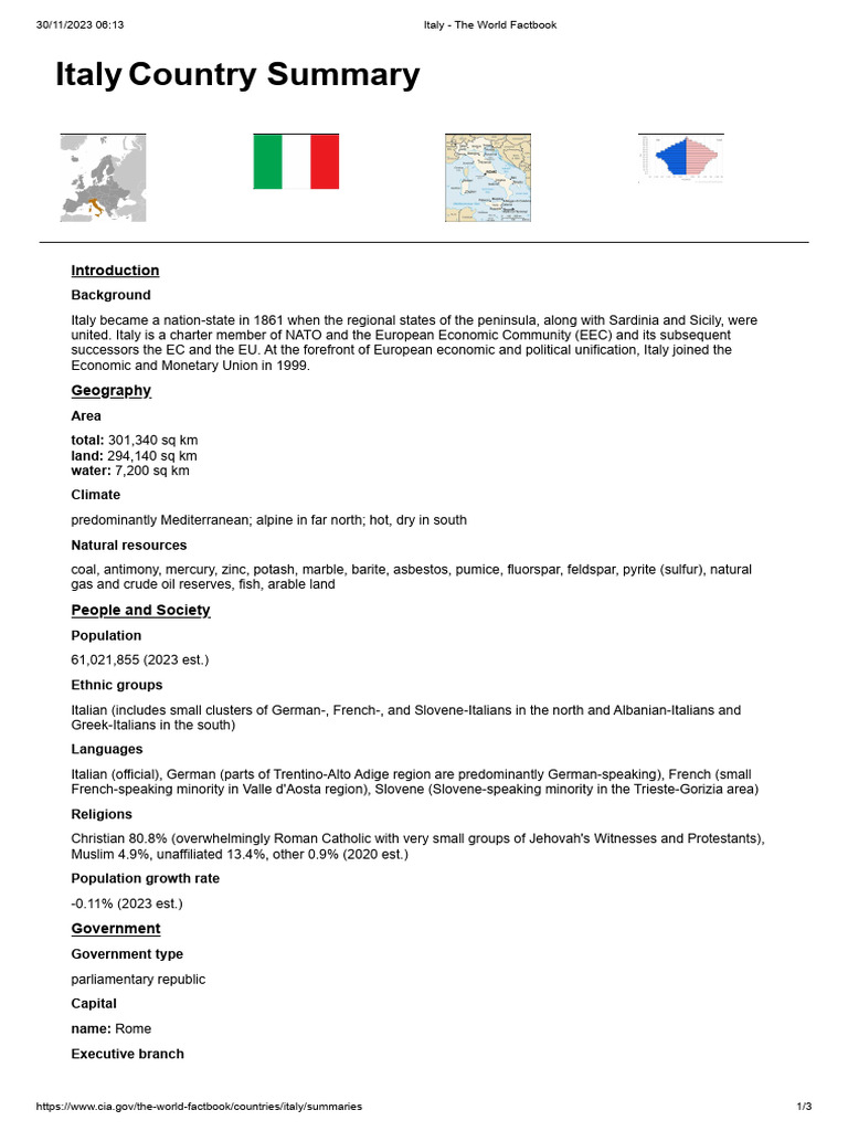 Italy - The World Factbook | PDF