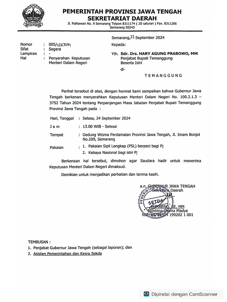 Und Penyerahan SK PJ Bup Temanggung | PDF