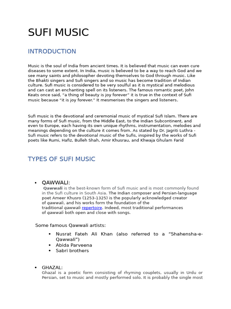 Sufi Music Research Paper | PDF
