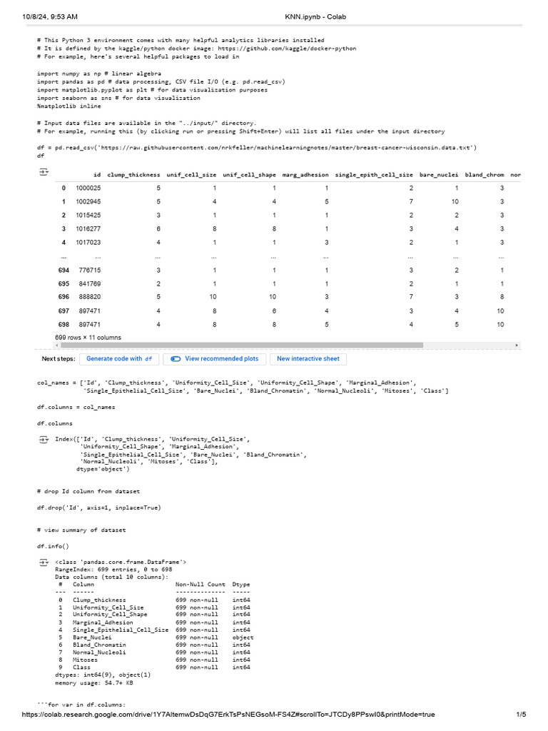 KNN - Ipynb - Colab | PDF