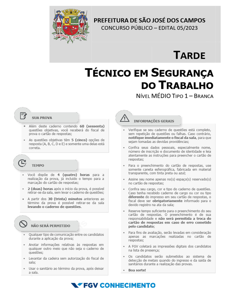 Assistente Tecnico Municipal Tecnico em Seguranca Do Trabalho | PDF