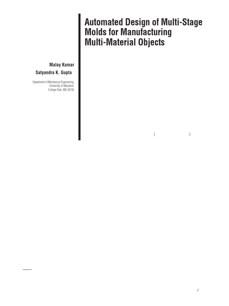 Automated Design of Multi-Stage Molds For Manufacturing Multi-Material Objects | PDF
