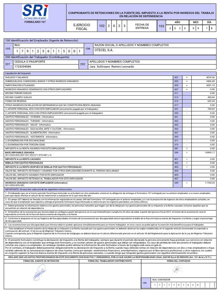 Declaracion107 20230918 | PDF