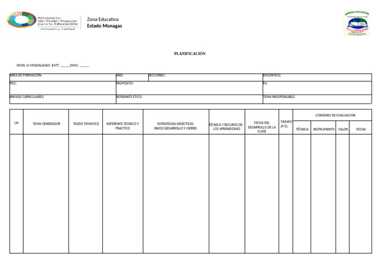 Modelo de Planificacion | PDF