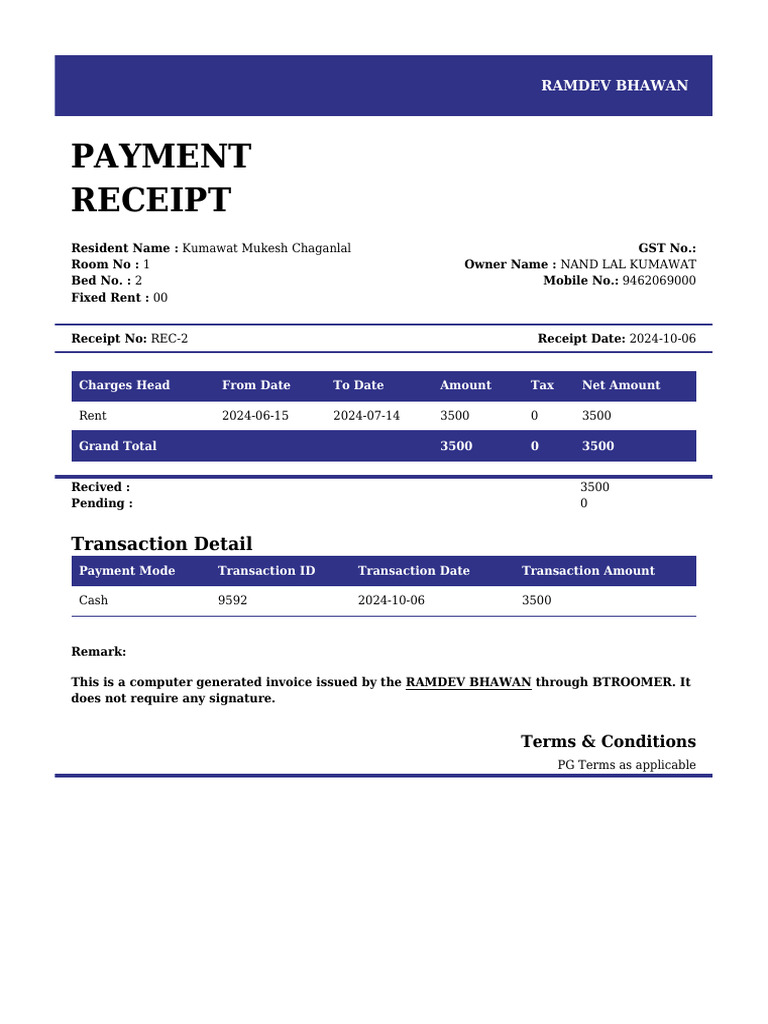 Payment Receipt | PDF