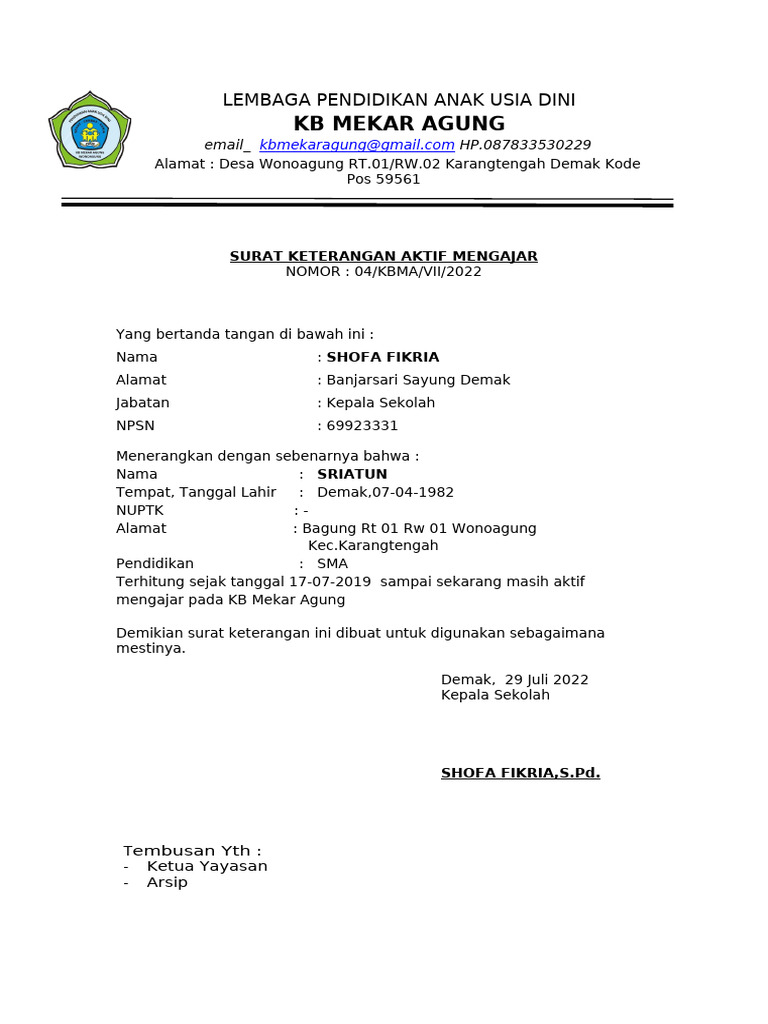SK AKTIF MENGAJAR | PDF