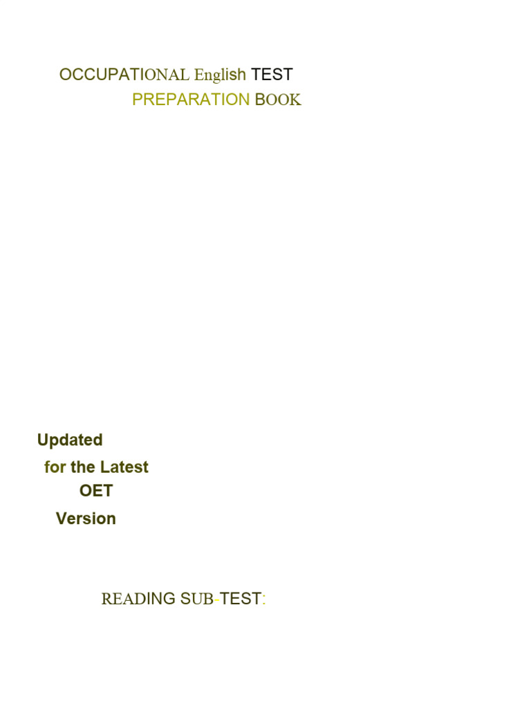OET_Preparation_Book_Reading_Sub_Test_Volume_1_Anna_Hartford | PDF