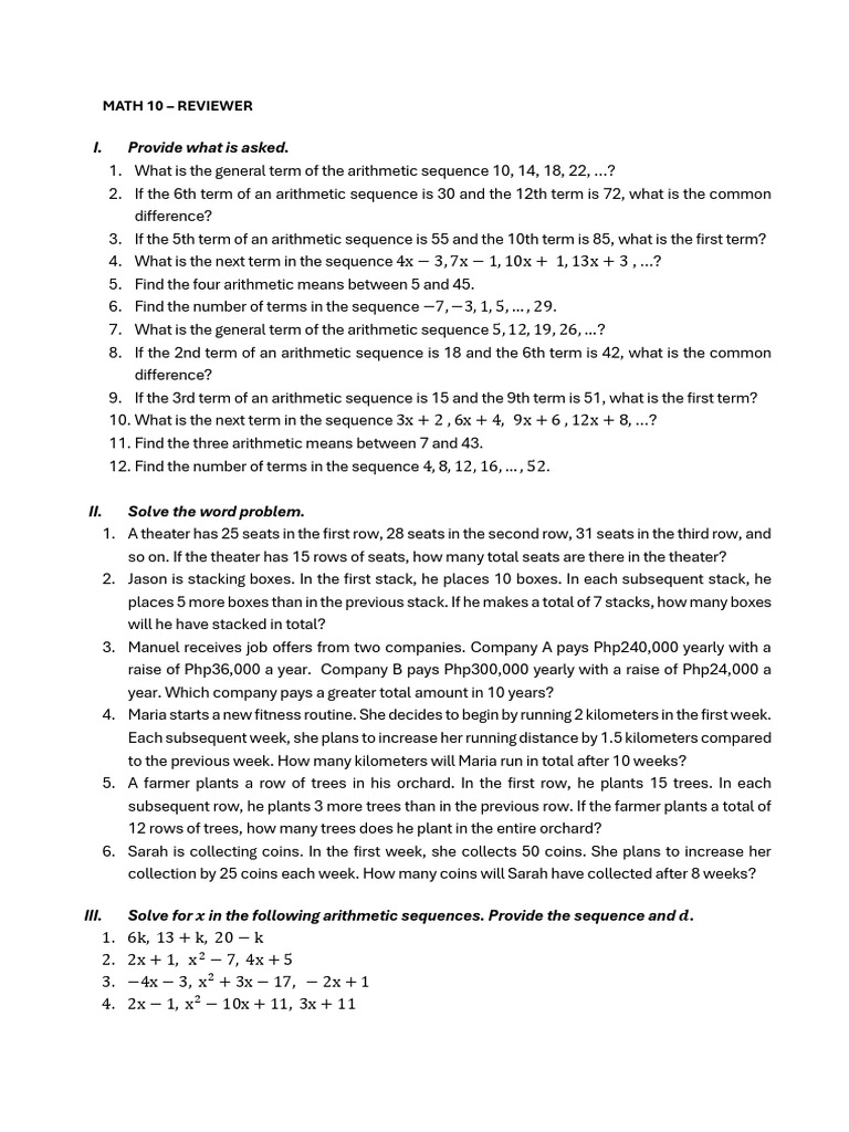 Math 10 - Reviewer | PDF