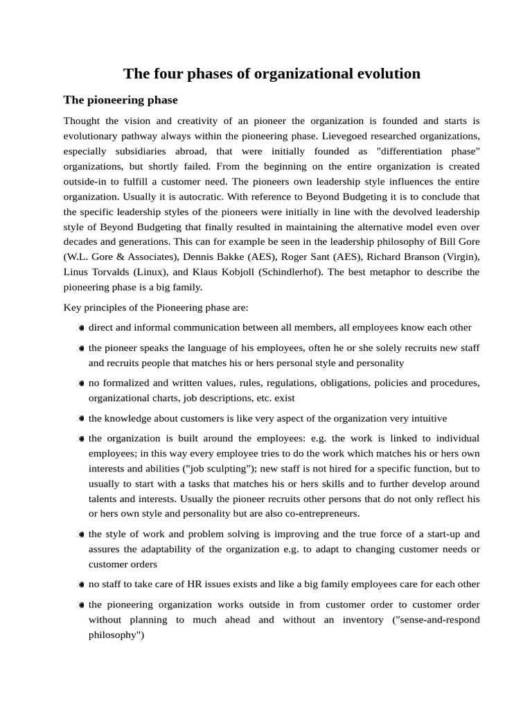 The Four Phases of Organizational Evolution | PDF