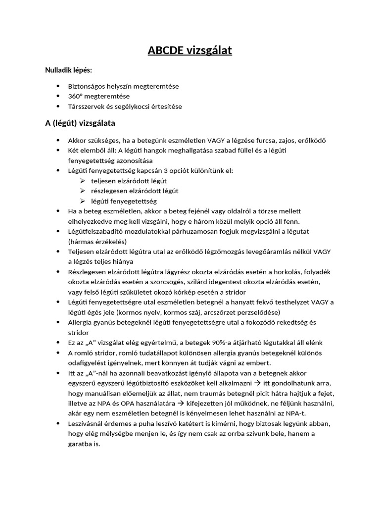 ABCDE Vizsgálat | PDF