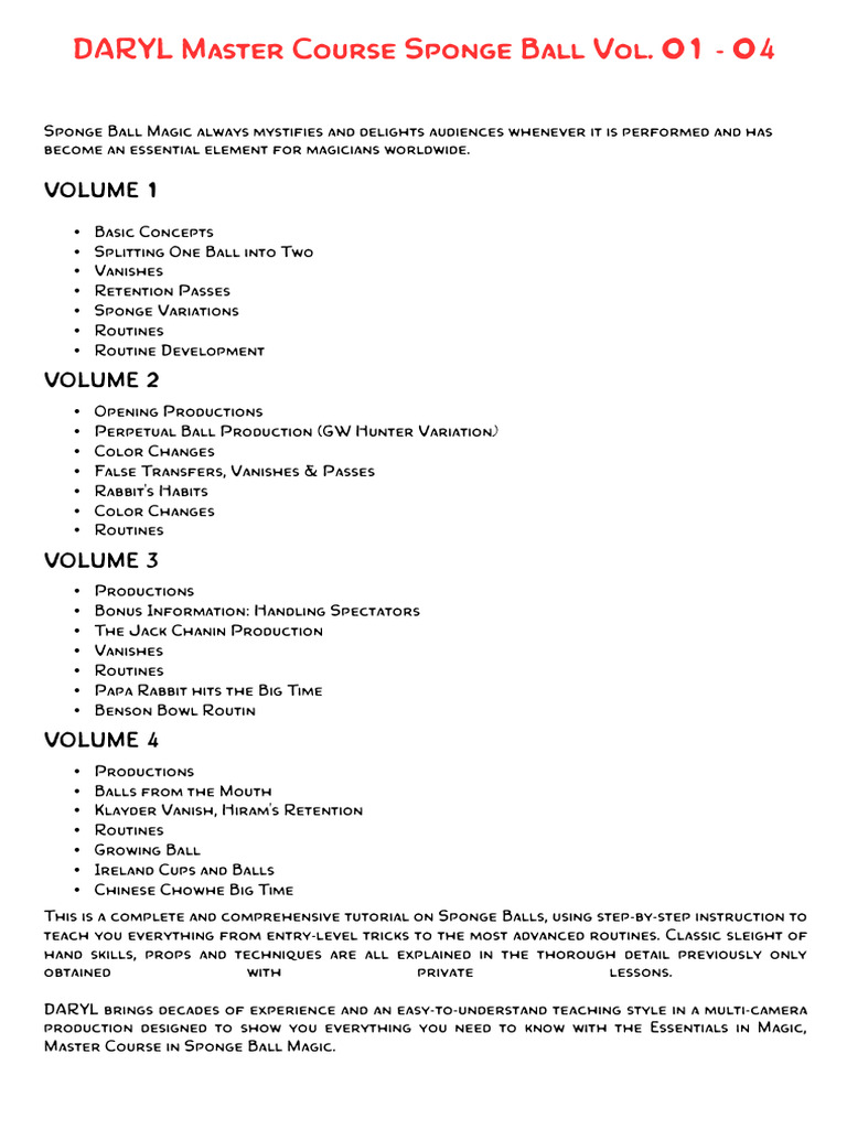 DARYL - Master Course Sponge Balls Vol 01 - 04 | PDF
