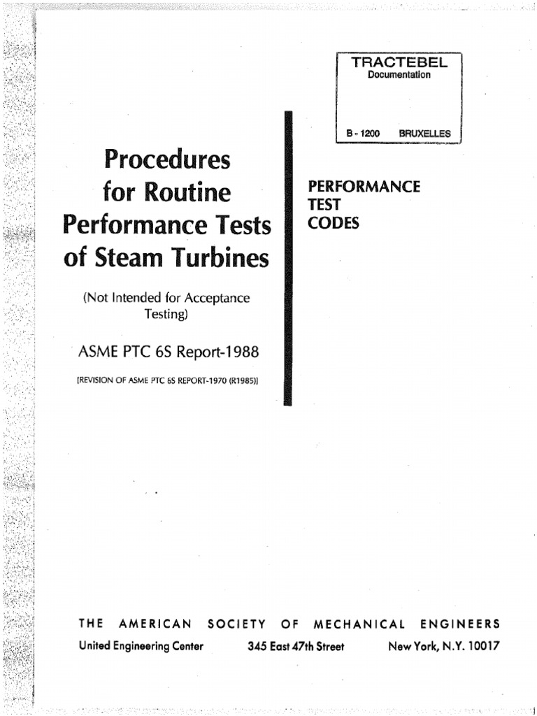ASME-PTC-6S Report (1988) + ERR 1 | PDF