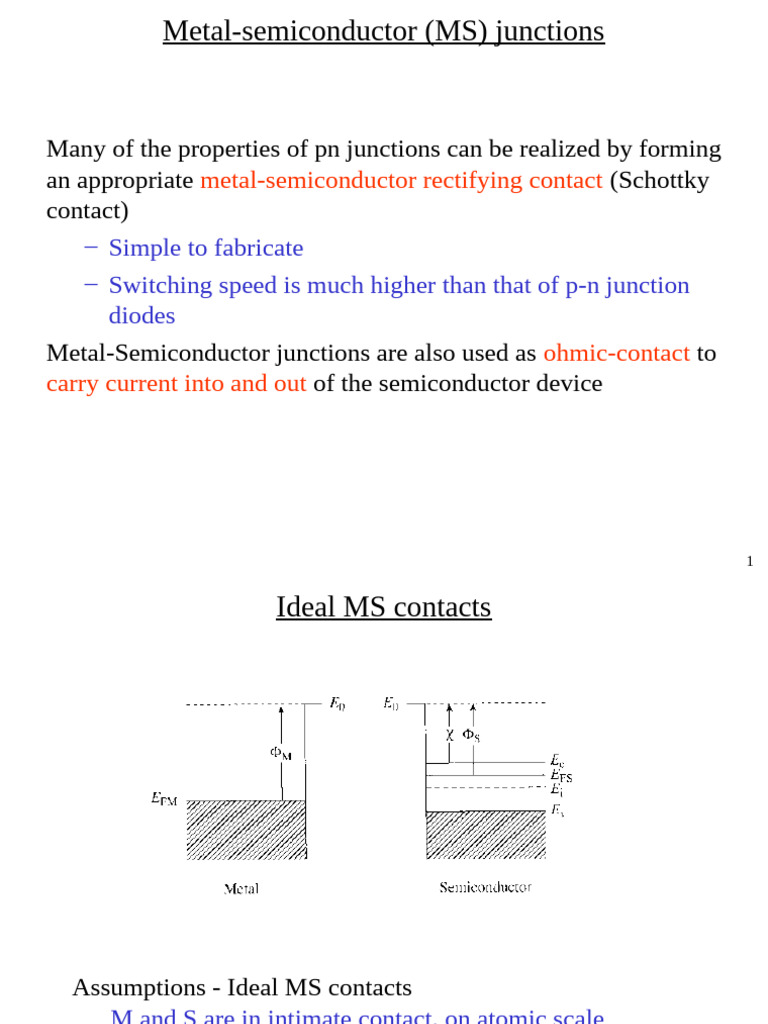 Metal Semiconductor Junctions | PDF | P–N Junction | Science & Mathematics