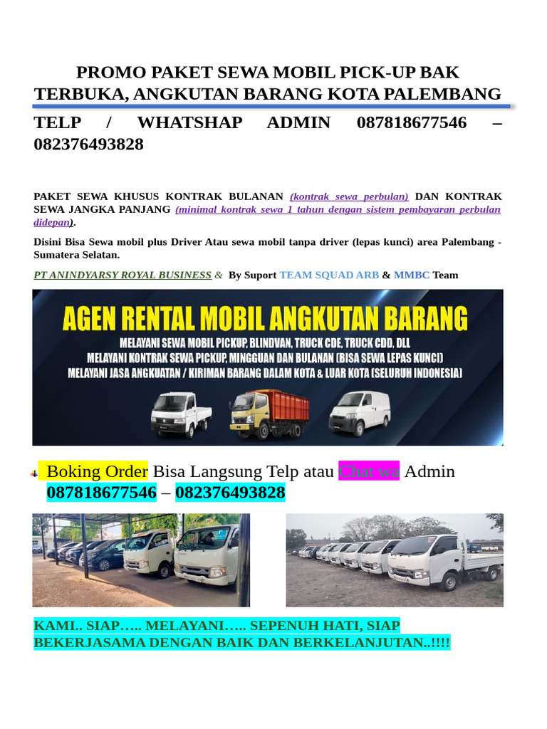 Promo Paket Sewa Pickup Bulanan & Kontrak Jangka Panjang | PDF