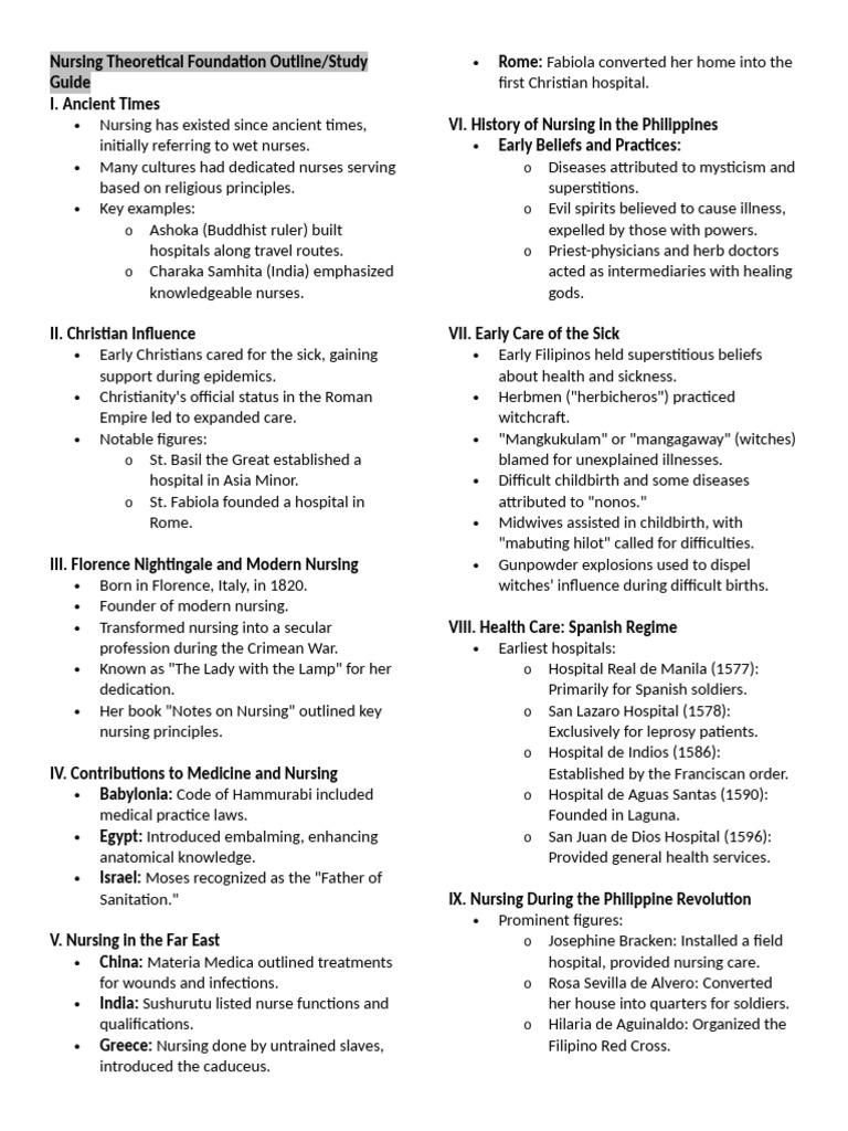 Nursing Theoretical Foundation Outline | PDF