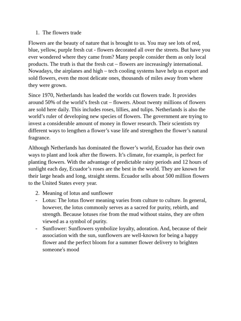 The Flower Trade | PDF