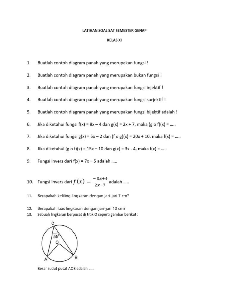 Latihan Soal Sas MTK Xi Genap 2024 | PDF