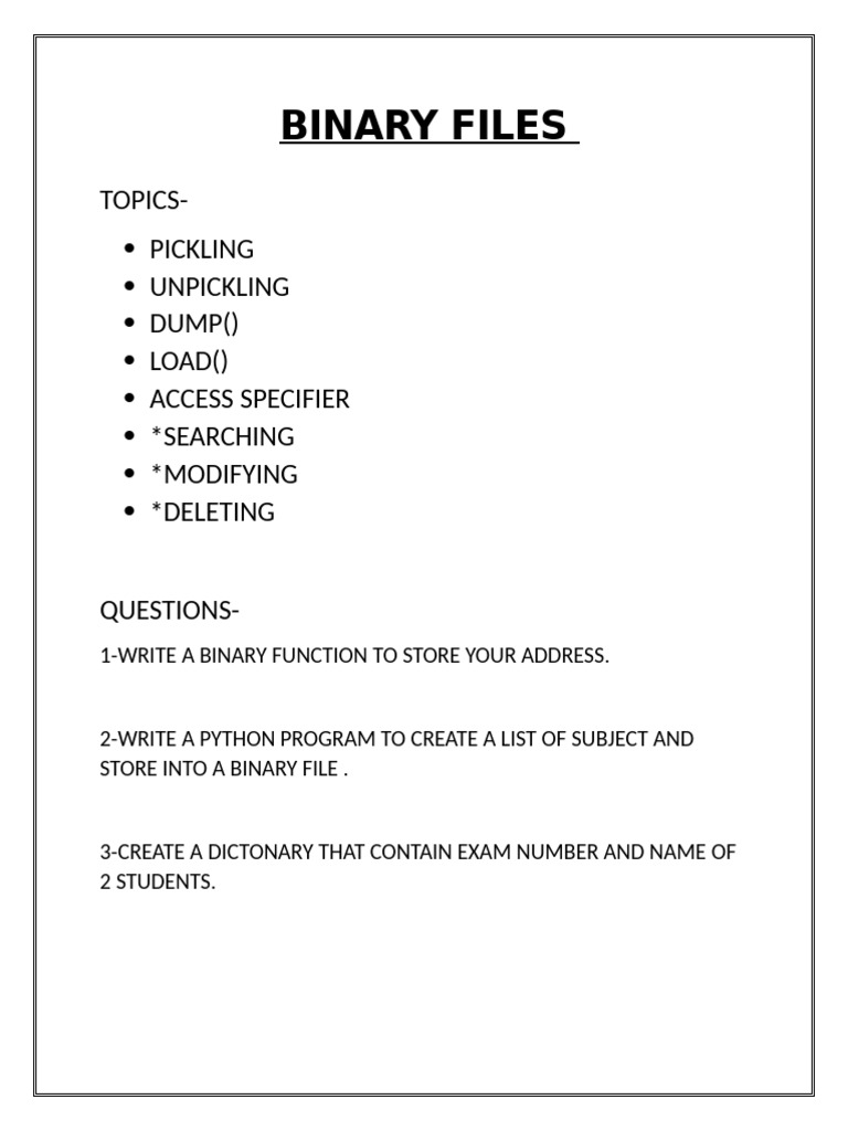 Binary Files | PDF Binary Files | PDF