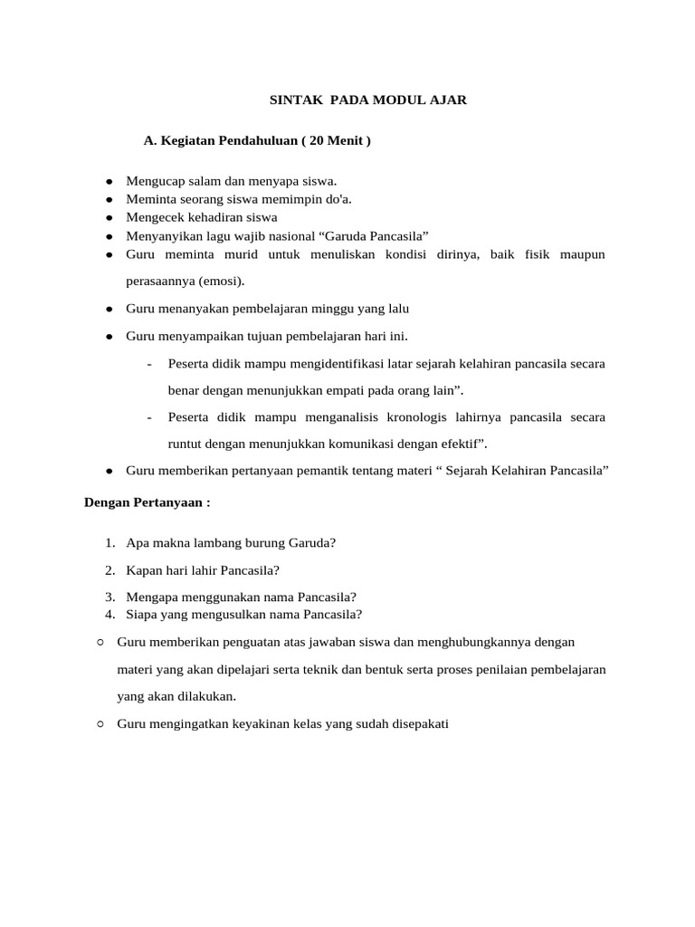 Sintak Pada Modul Ajar | PDF