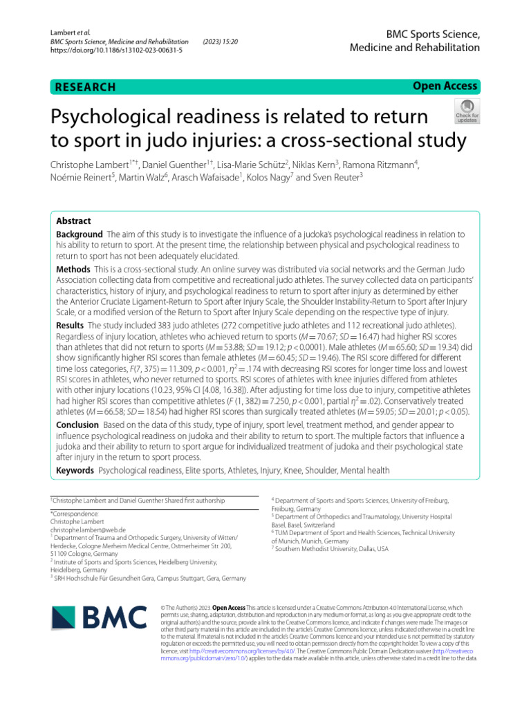Psychological Readiness Is Related To Return... | PDF