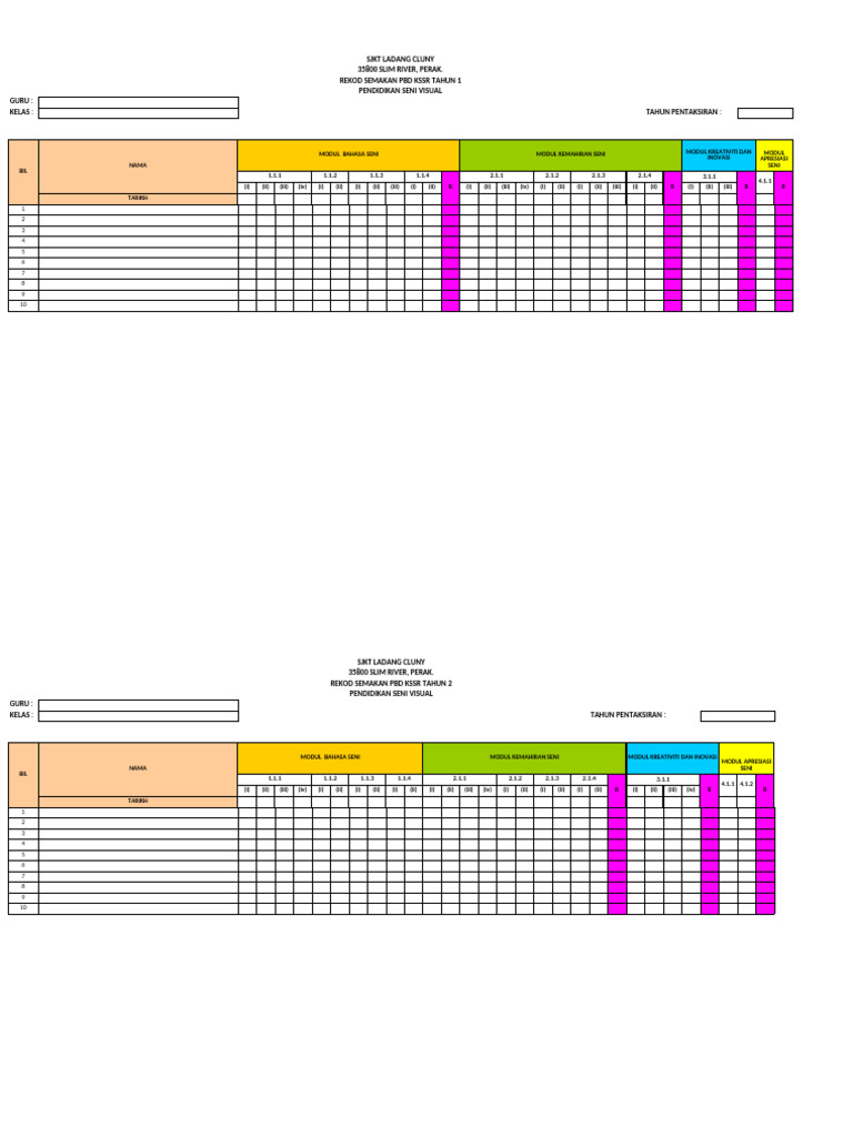 Rekod Semakan PBD PSV | PDF