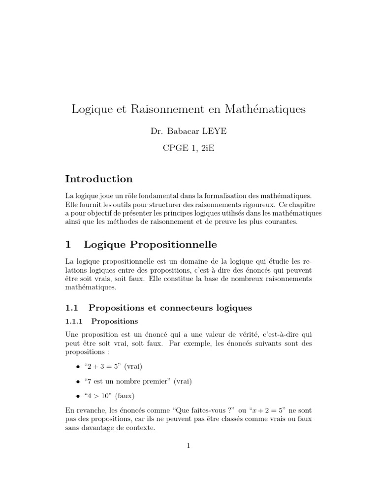 Chapitre 1 - Logique Et Raisonnement 2 | PDF