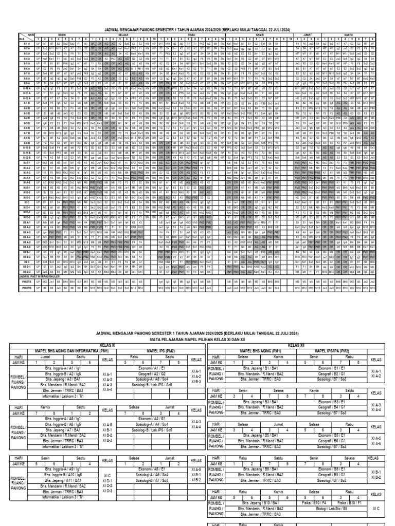 Jadwal s1 2425 22072024 ct111 | PDF