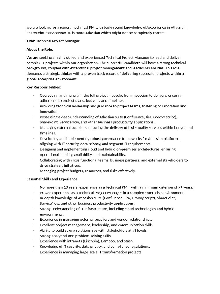 Technical Project Manager | PDF