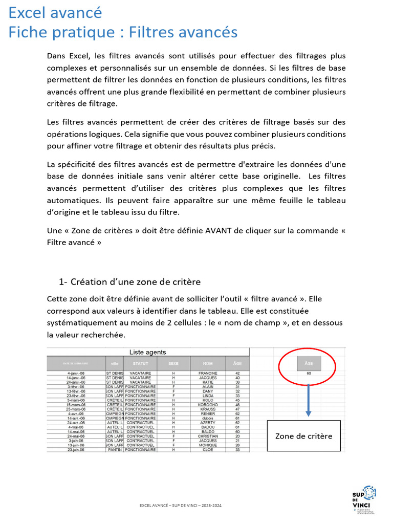 4 - EXCEL - Filtres Avancés | PDF