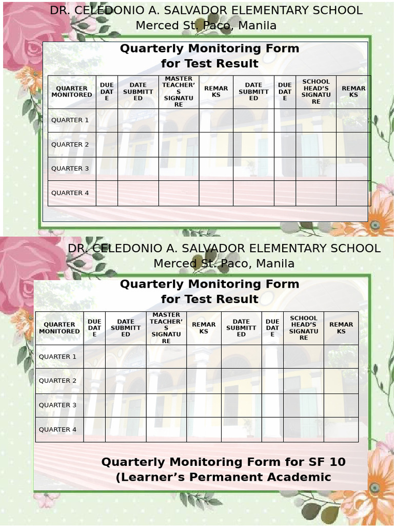 Monitoring Form Pdf