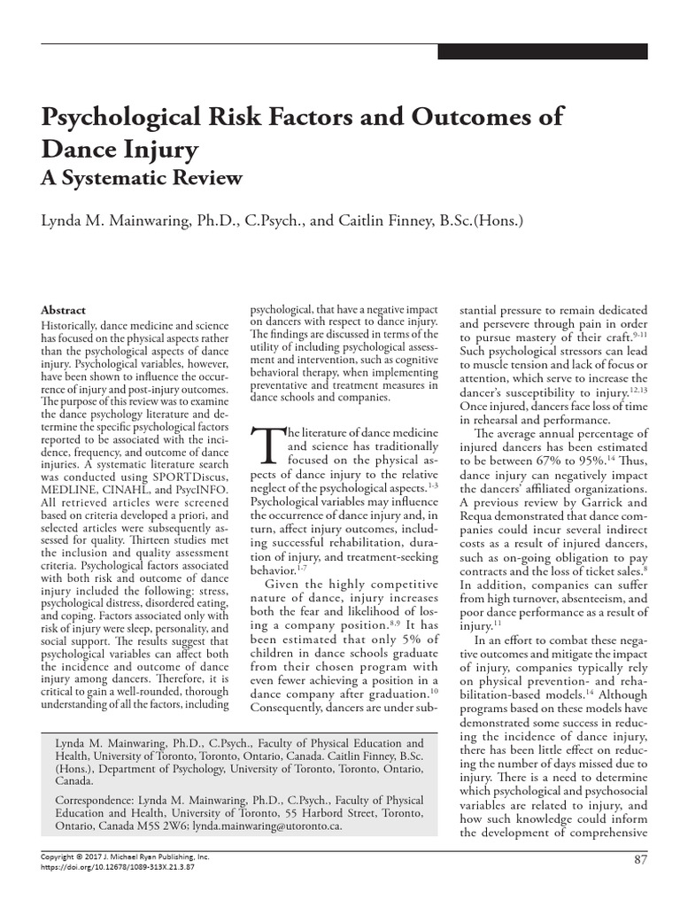 Psychological Risk Factors and Outcomes | PDF