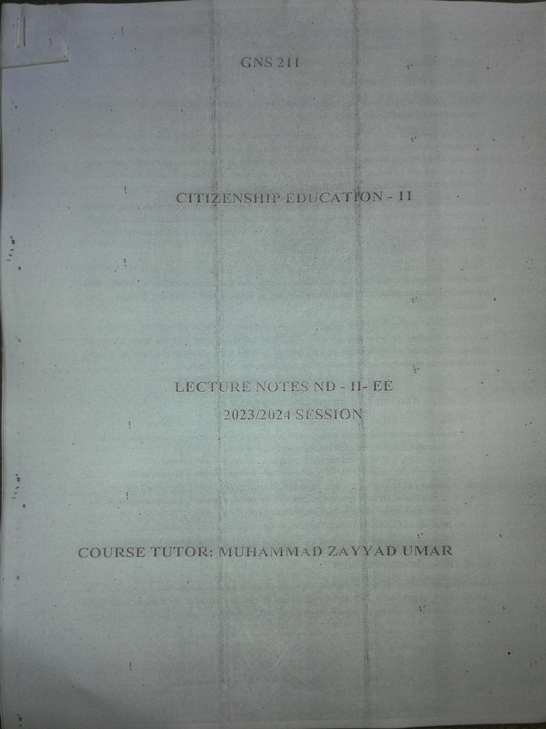 Citizenship Education Gns 211 | PDF