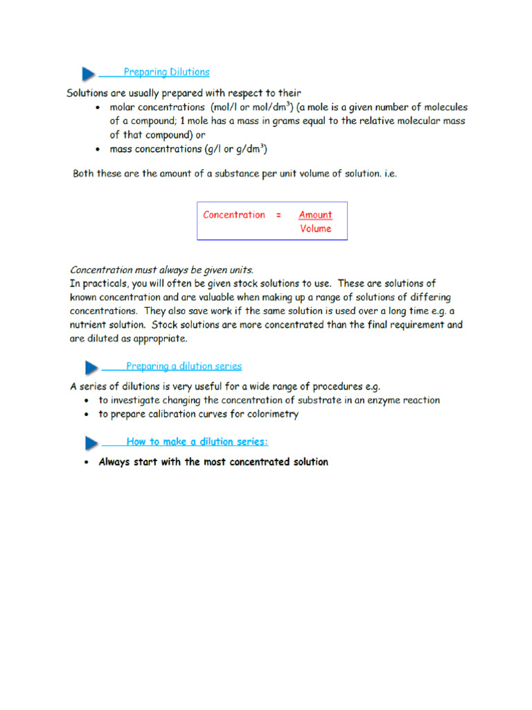 Dilution Methods... | PDF