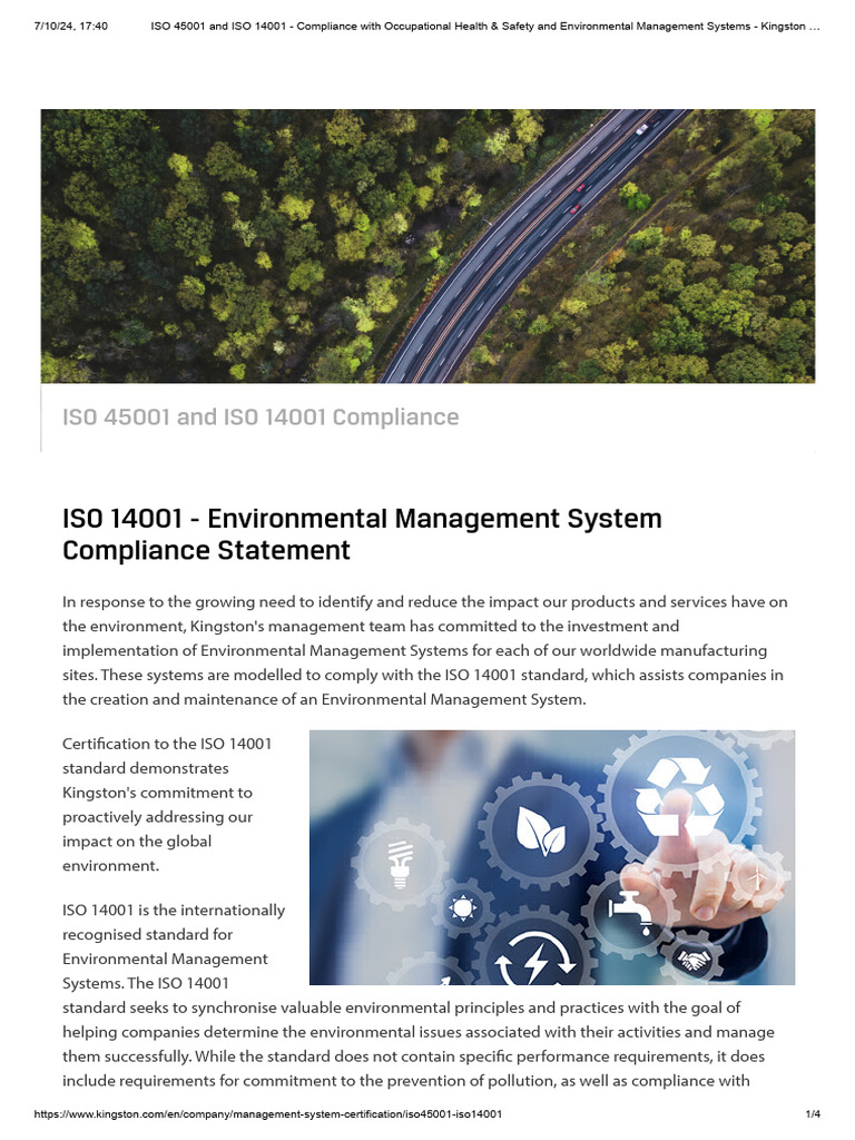ISO 45001 and ISO 14001 - Compliance With Occupational Health & Safety and Environmental ...