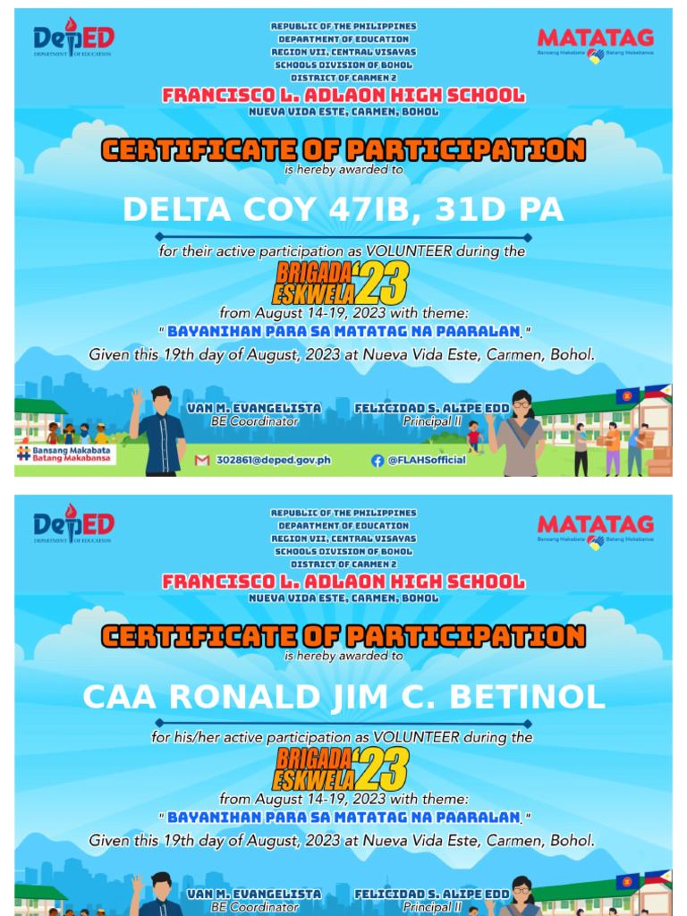 Brigada 2023 A4 Certificate | PDF