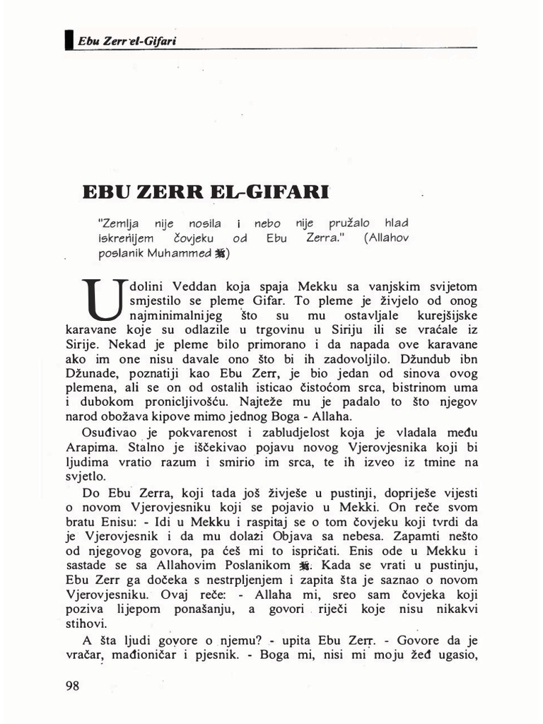 Iz Zivota Ashaba Ebu Zerr El-Gifari | PDF