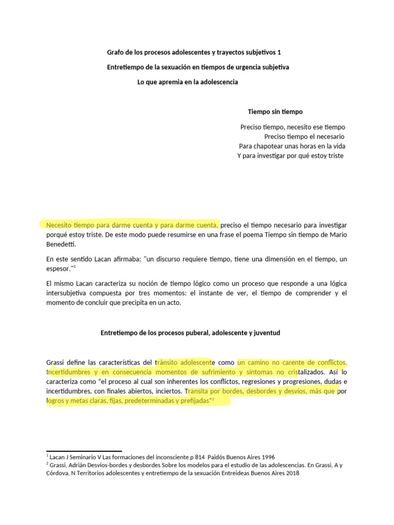 NUEVA FICHA 1 Grafo de Los Trayectos Subjetivos y Procesos Adolescentes ...