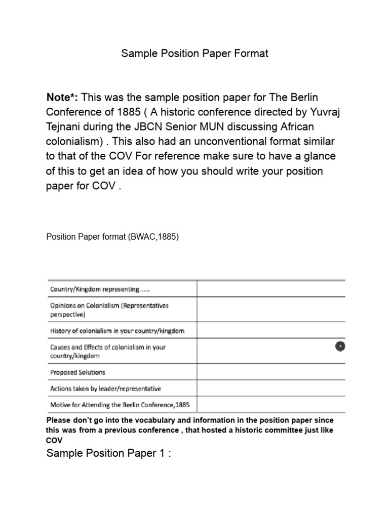 Sample Position Paper | PDF
