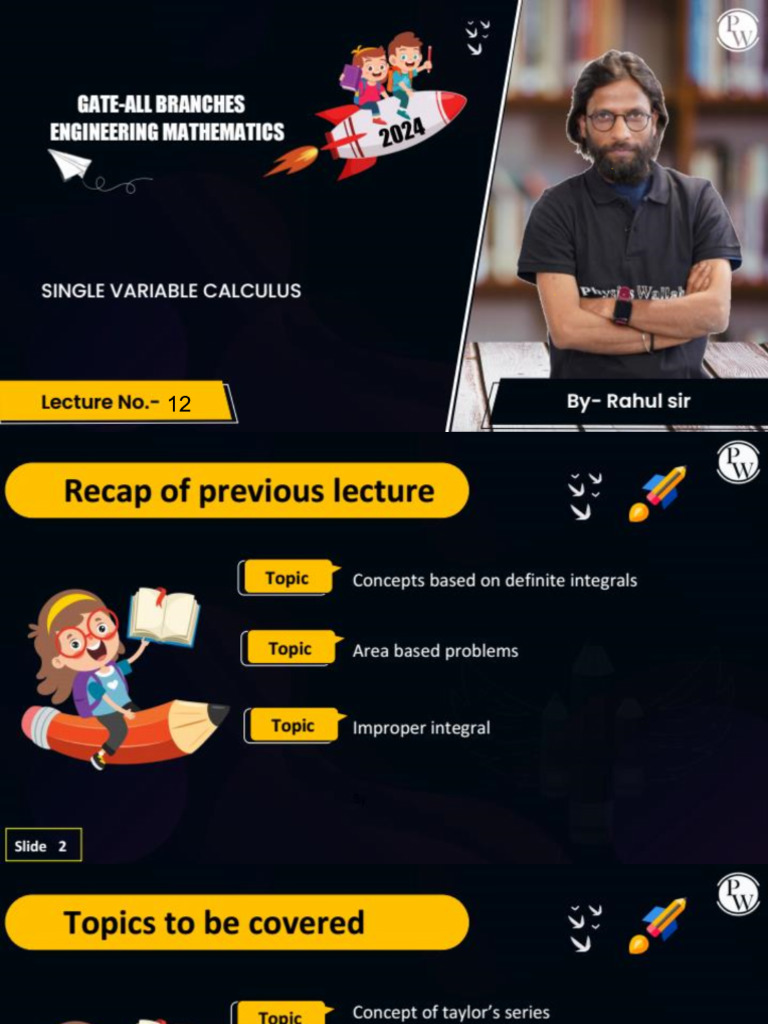 Single Variable Calculus 12 - Class Notes (By Rahul Joshi Sir) | PDF