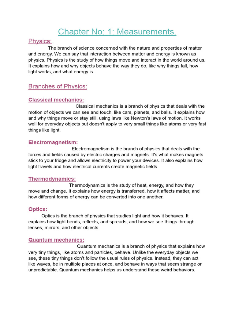 Overview of Physics and Measurements | PDF | Physics | Weighing Scale