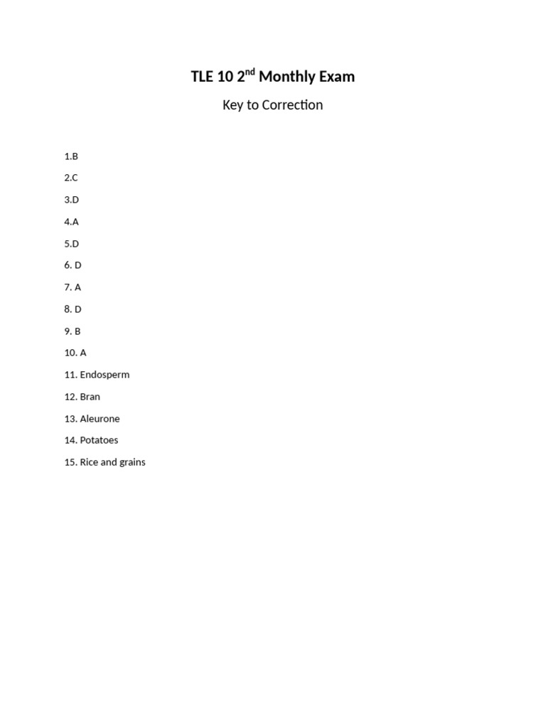 10 TLE Key to Correction | PDF