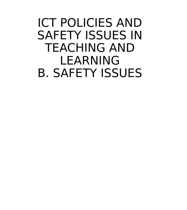 Ict Policies and Safety Issues in Teaching and Learning | PDF