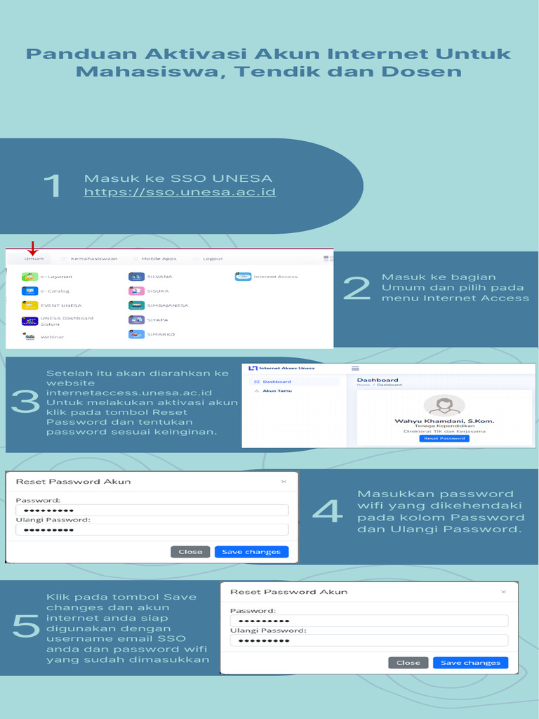 Panduan Aktivasi Akun Internet Untuk Mahasiswa, Tendik Dan Dosen | PDF