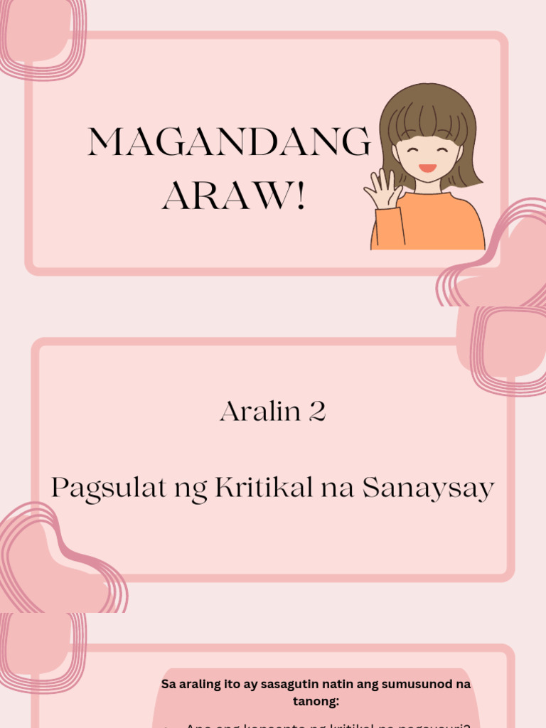 Aralin 2 Pagsulat NG Kritikal Na Sanaysay | PDF